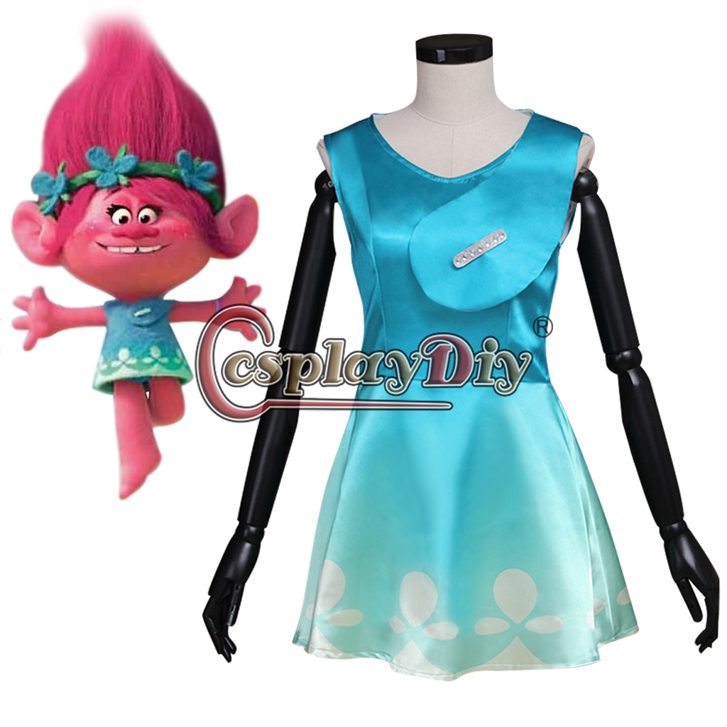 Trolls Princess Poppy Dress Cosplay Costume,