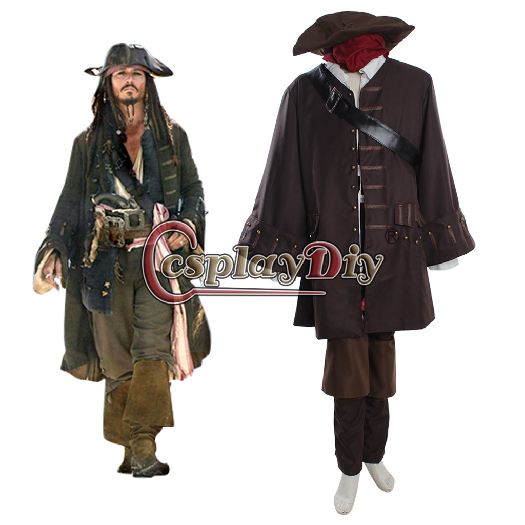 Cosplaydiy Pirates of the Caribbean Jack Sparrow Cosplay Costume For ...