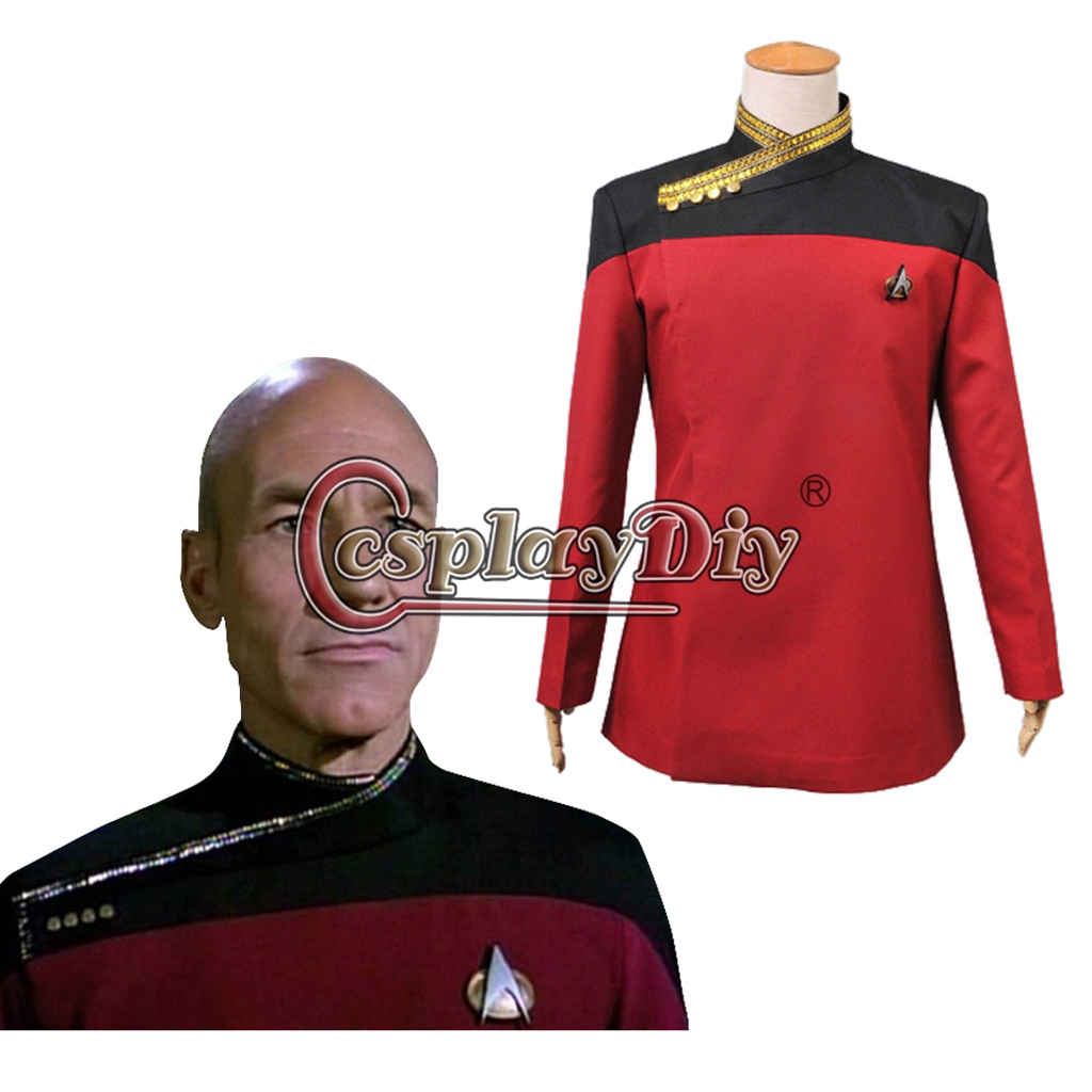 Star Trek TNG Picard Dress Uniform Cosplay Costume Red Coat Custom Made,