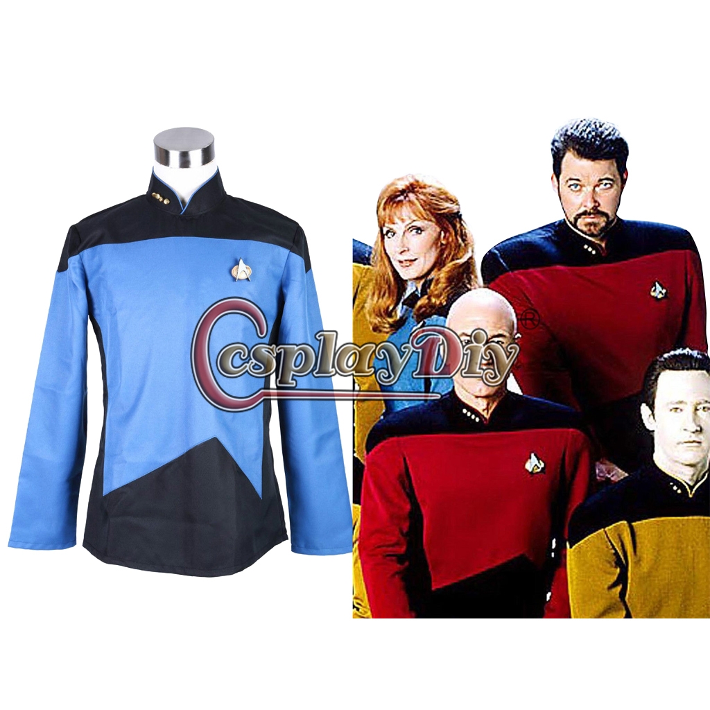 Star Trek TNG The Next Generation Uniform Shirt Cosplay Costume Blue ...